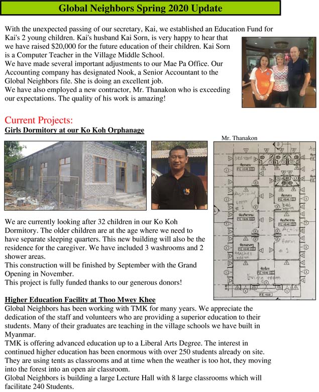 Global Neighbors 2020 Spring Update | Global Neighbors Canada Inc